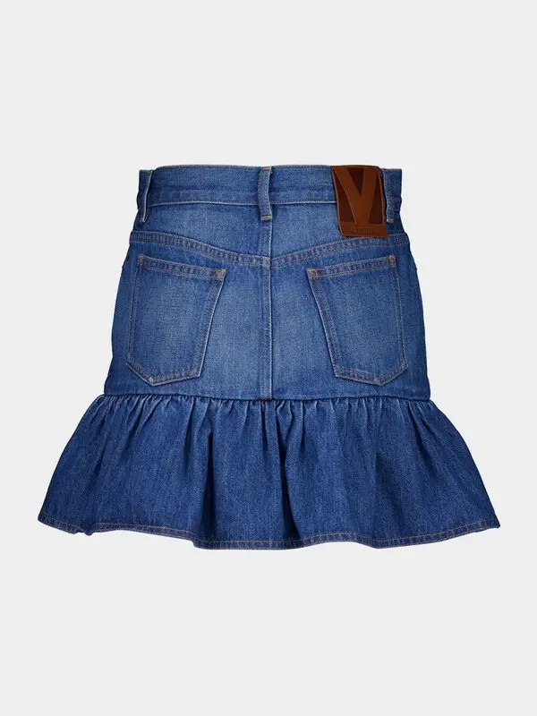 Valentino Garavani Ruffled Hem Denim Mini Skirt