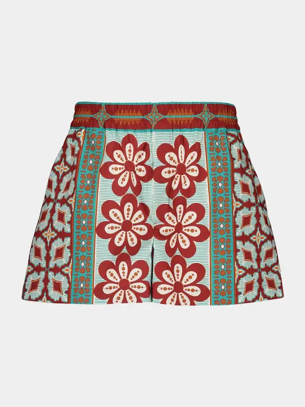 La DoubleJ Pagoda Placée Cotton Poplin Shorts - Blue