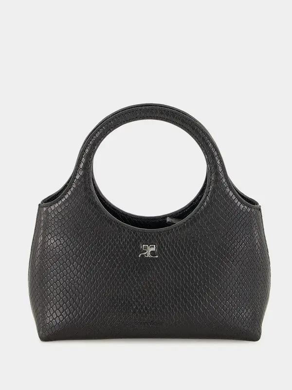 COURREGES Mini Holy Day Bag In Viper Leather - Black