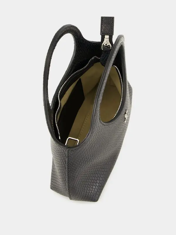 COURREGES Mini Holy Day Bag In Viper Leather - Black