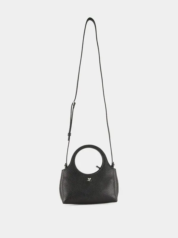COURREGES Mini Holy Day Bag In Viper Leather - Black