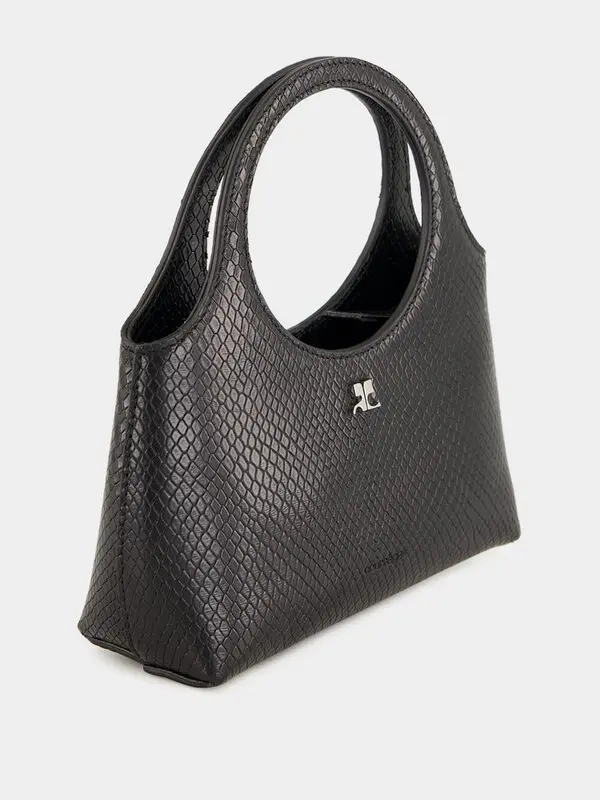 COURREGES Mini Holy Day Bag In Viper Leather - Black