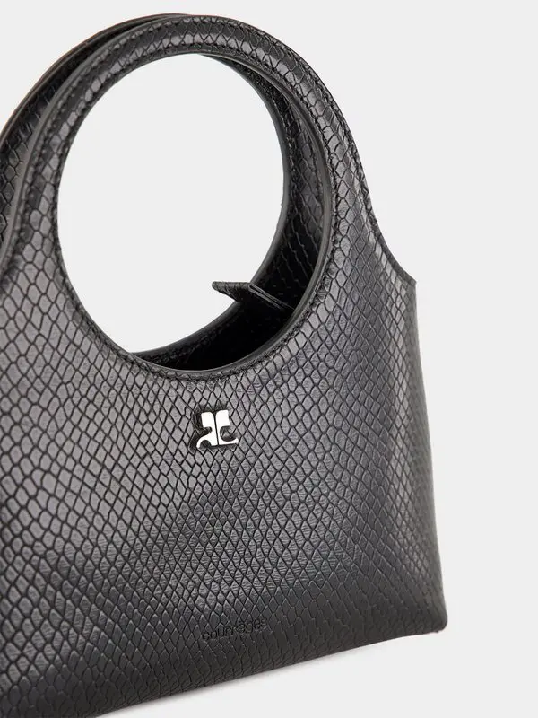 COURREGES Mini Holy Day Bag In Viper Leather - Black