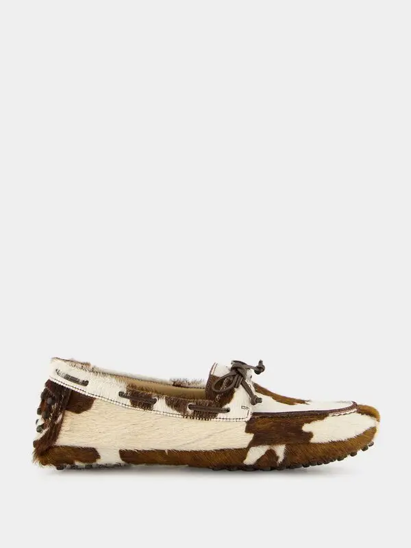 Le Monde Beryl Cow Print Calf Hair Driver Moccasins - Multicolour