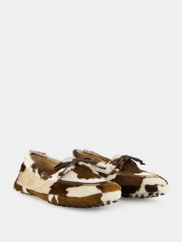 Le Monde Beryl Cow Print Calf Hair Driver Moccasins - Multicolour