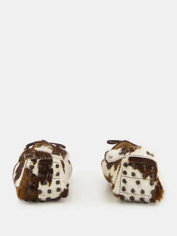 Le Monde Beryl Cow Print Calf Hair Driver Moccasins - Multicolour