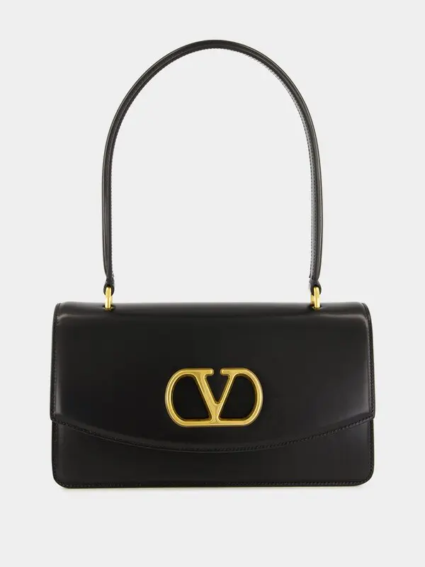 Valentino Garavani Vain Calfskin Top Handle Bag - Black
