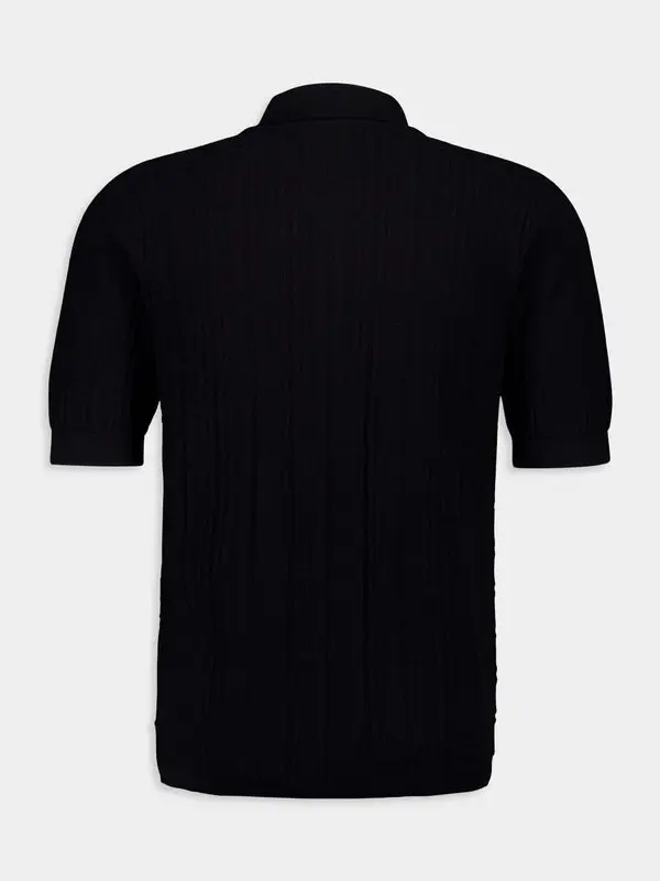 Balmain Monogram Knit Polo Shirt - Black