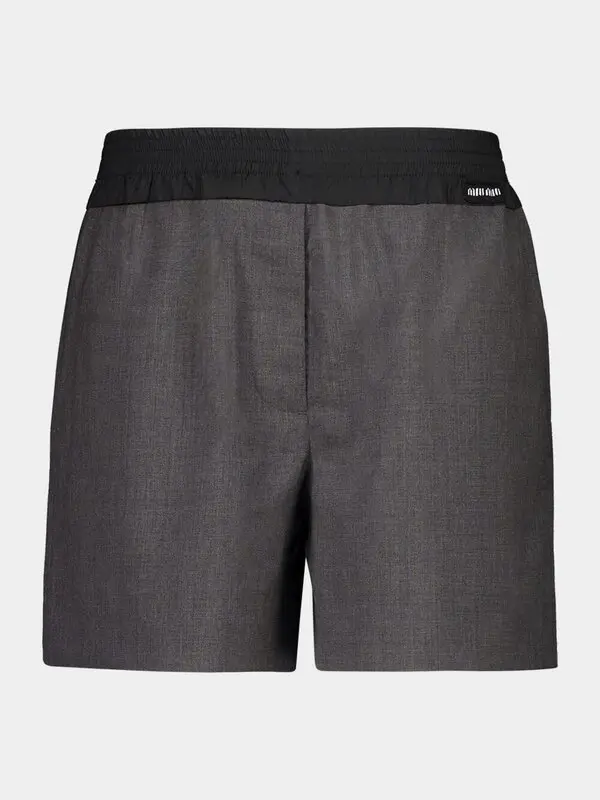 Miu Miu Ardesia Superfine Wool Shorts - Grey