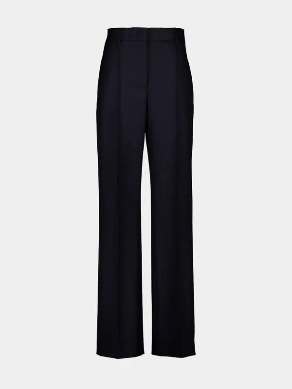 Prada Dark Straight-leg Virgin Wool Trousers - Blue