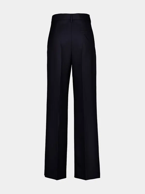 Prada Dark Straight-leg Virgin Wool Trousers - Blue