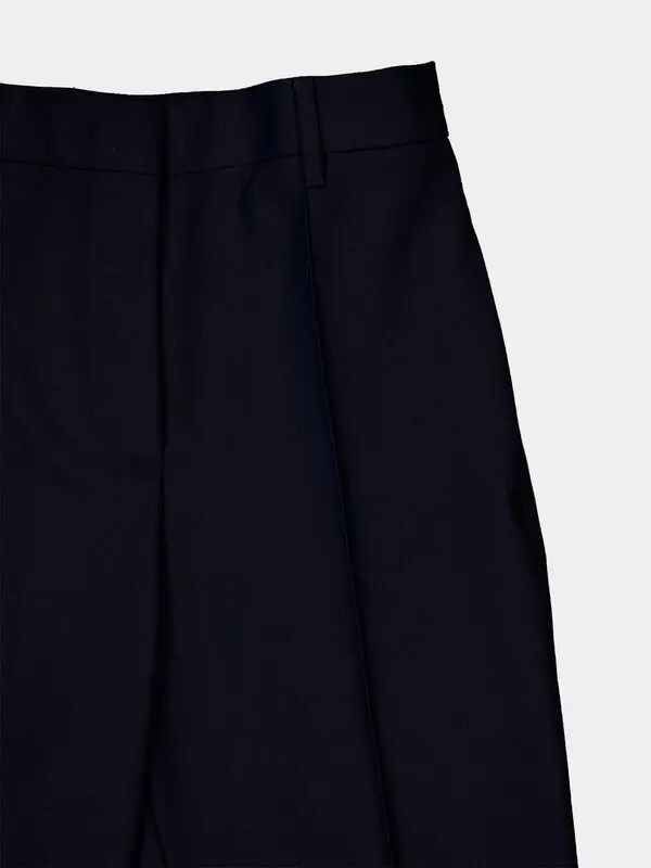 Prada Dark Straight-leg Virgin Wool Trousers - Blue