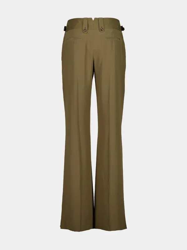 TOM FORD Pleated Crepe De Chine Wide Leg Trousers