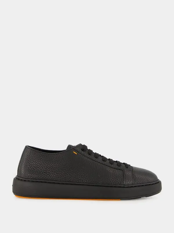 Santoni Low-top Leather Sneakers - Black