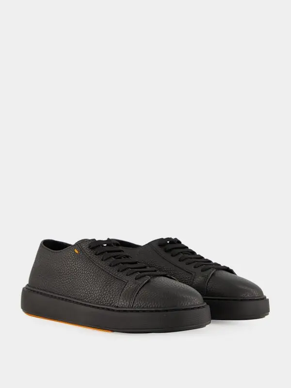 Santoni Low-top Leather Sneakers - Black