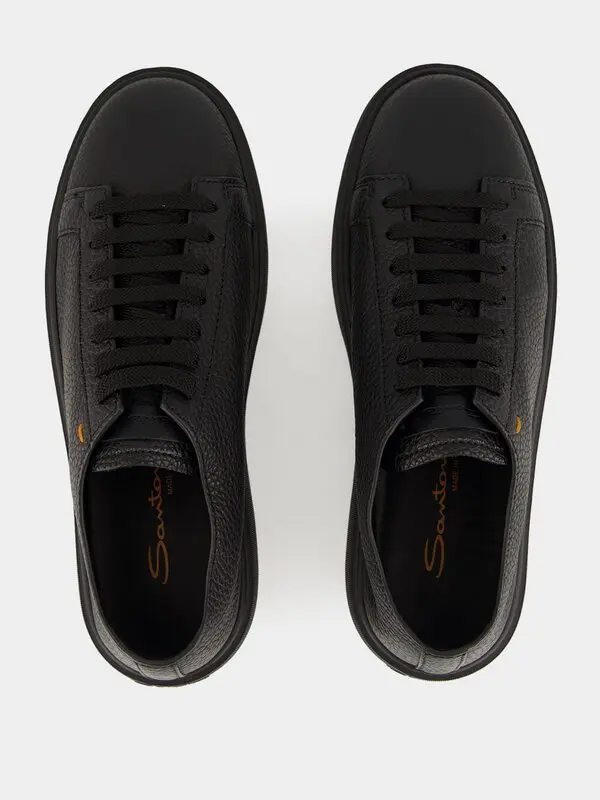Santoni Low-top Leather Sneakers - Black
