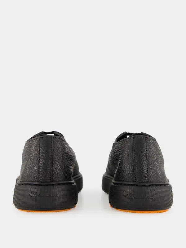 Santoni Low-top Leather Sneakers - Black
