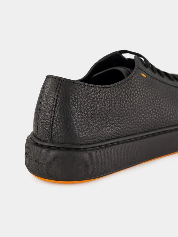 Santoni Low-top Leather Sneakers - Black