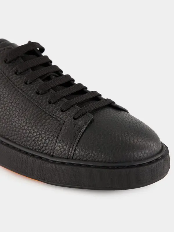 Santoni Low-top Leather Sneakers - Black