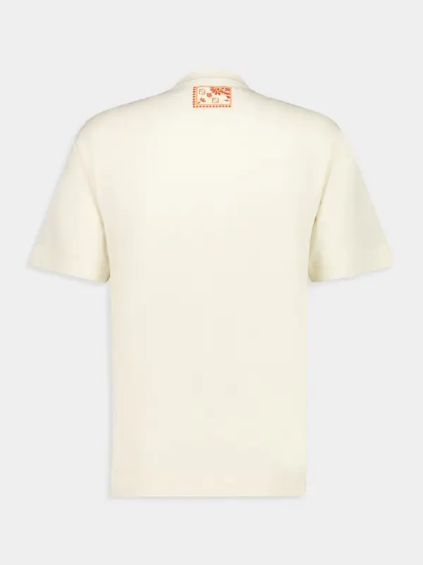 Fendi White T-shirt With Coral Bandana Pocket - Cream