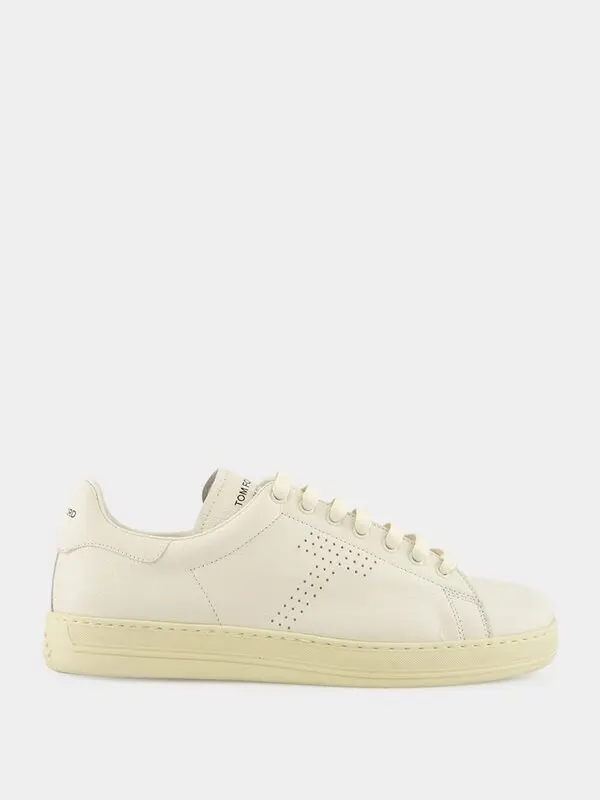 TOM FORD Warwick Grain Leather Sneakers - Cream