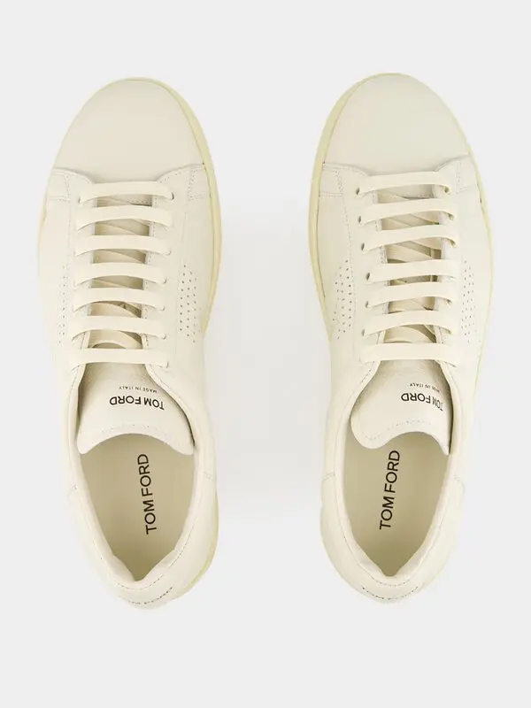 TOM FORD Warwick Grain Leather Sneakers - Cream