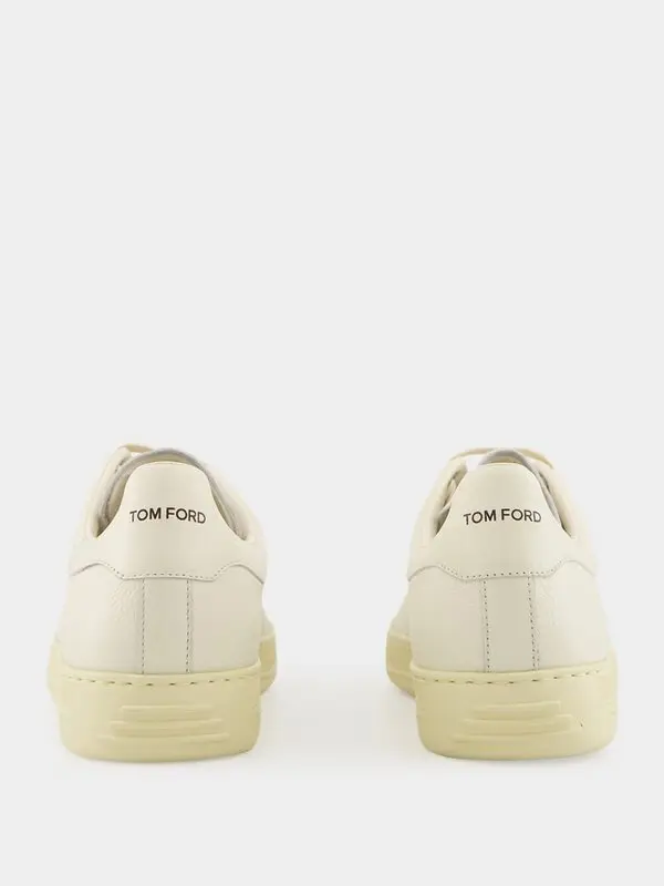 TOM FORD Warwick Grain Leather Sneakers - Cream