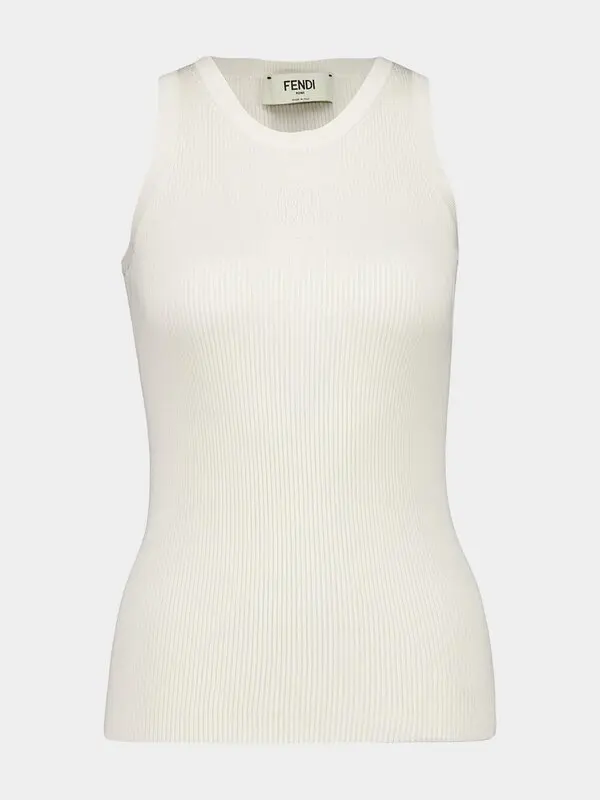 Fendi Ribbed Silk-cotton Tank Top - White