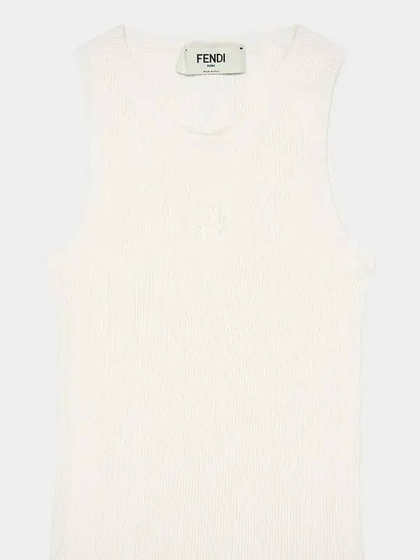 Fendi Ribbed Silk-cotton Tank Top - White
