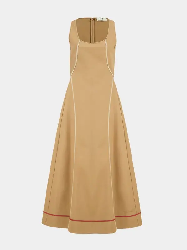 Fendi Sleeveless Flared Cotton Dress - Red