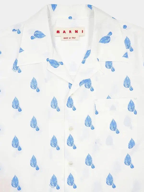 Marni Lily Printed Cotton Shirt - White