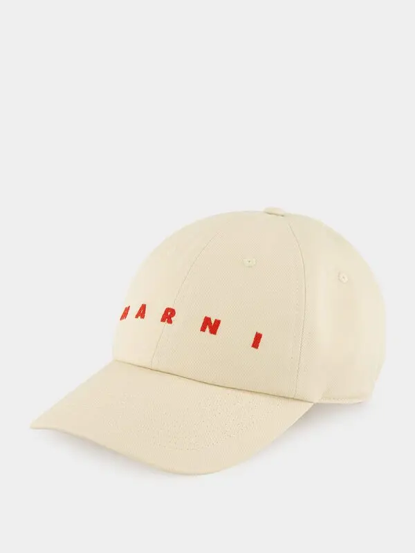 Marni Cotton Logo Baseball Cap - Cream