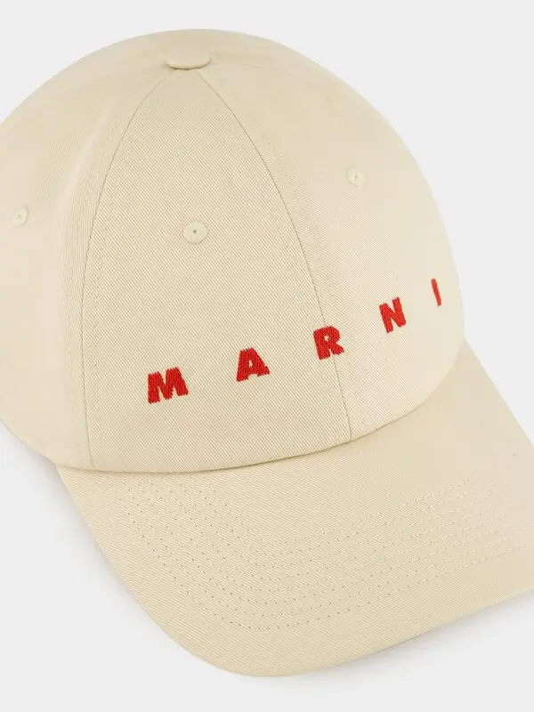 Marni Cotton Logo Baseball Cap - Cream