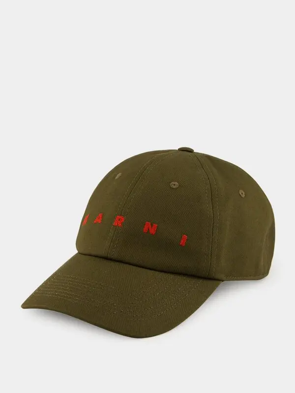 Marni Cotton Logo Baseball Cap - Green