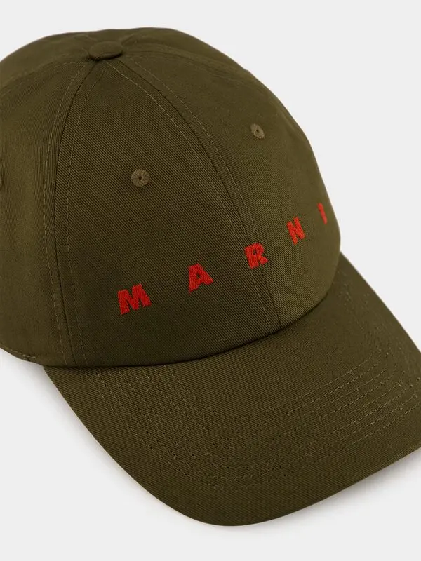 Marni Cotton Logo Baseball Cap - Green