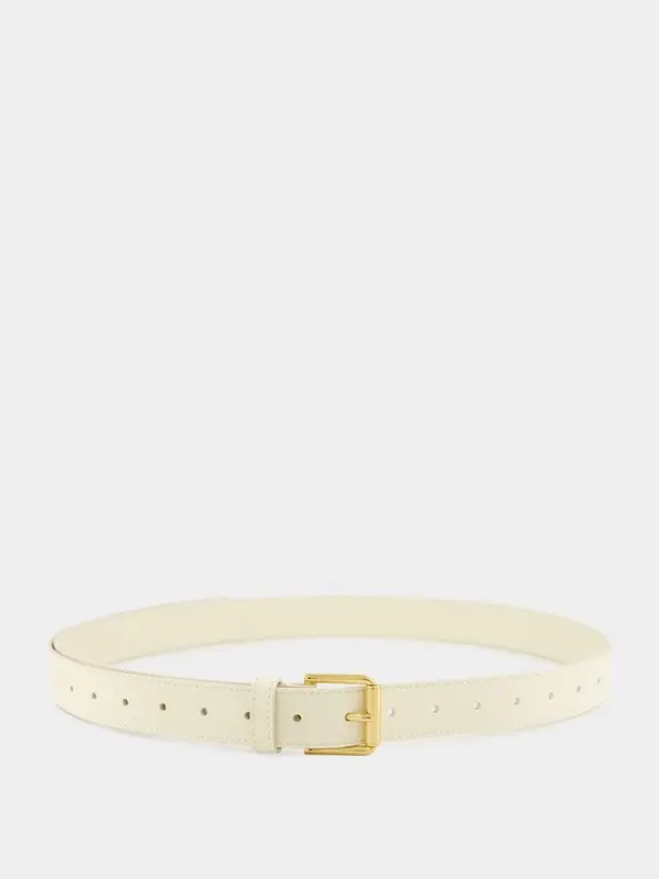 Givenchy Voyou Long Belt In Shiny Calfskin Leather - White
