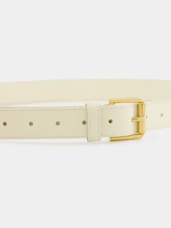 Givenchy Voyou Long Belt In Shiny Calfskin Leather - White