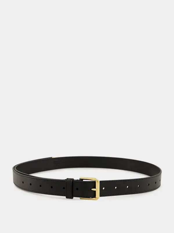 Givenchy Voyou Shiny Leather Long Belt - Black