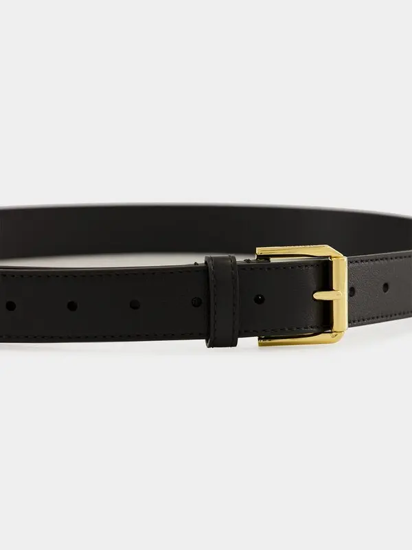 Givenchy Voyou Shiny Leather Long Belt - Black
