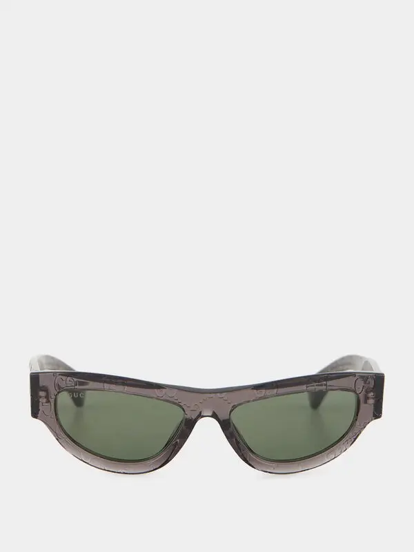 Gucci Cat Eye Sunglasses With Gg Motif - Grey