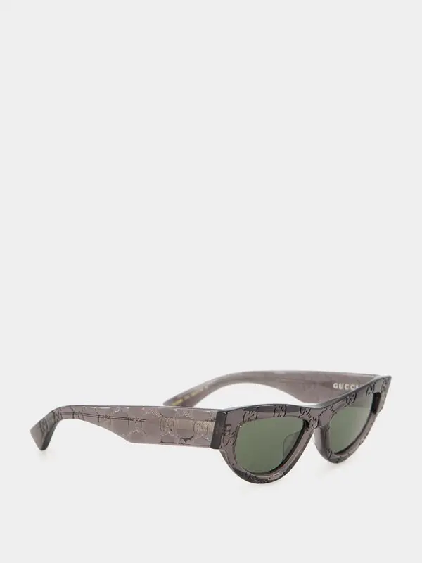 Gucci Cat Eye Sunglasses With Gg Motif - Grey