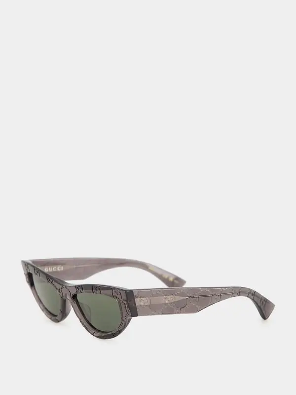 Gucci Cat Eye Sunglasses With Gg Motif - Grey