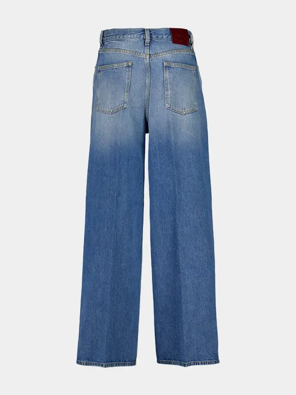 Gucci Light Stonewashed Denim Wide-leg Trousers - Blue