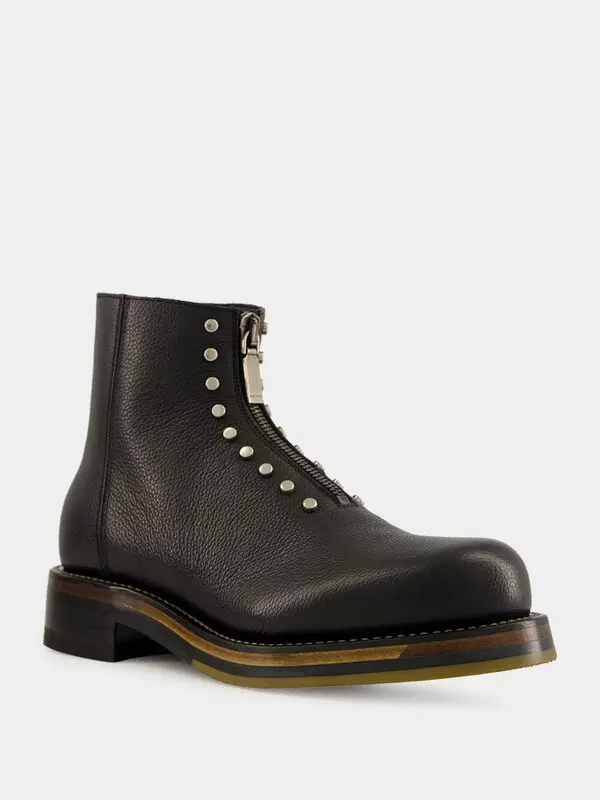 Alexander McQueen Calf Leather Maker Zip Boots