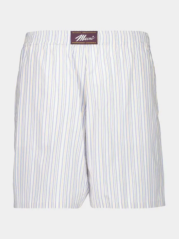 Marni Striped Organic Cotton Poplin Bermuda Shorts - Blue