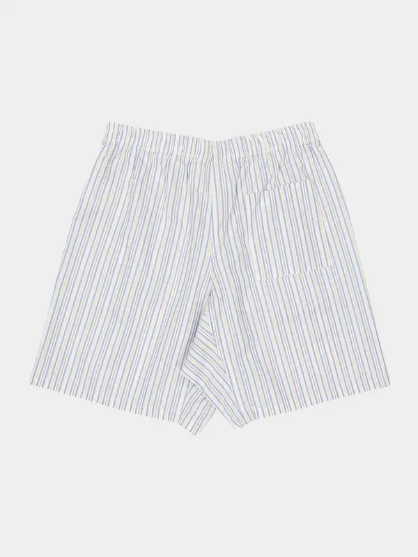 Marni Striped Organic Cotton Poplin Bermuda Shorts - Blue