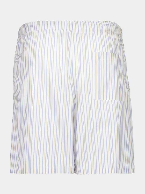 Marni Striped Organic Cotton Poplin Bermuda Shorts - Blue