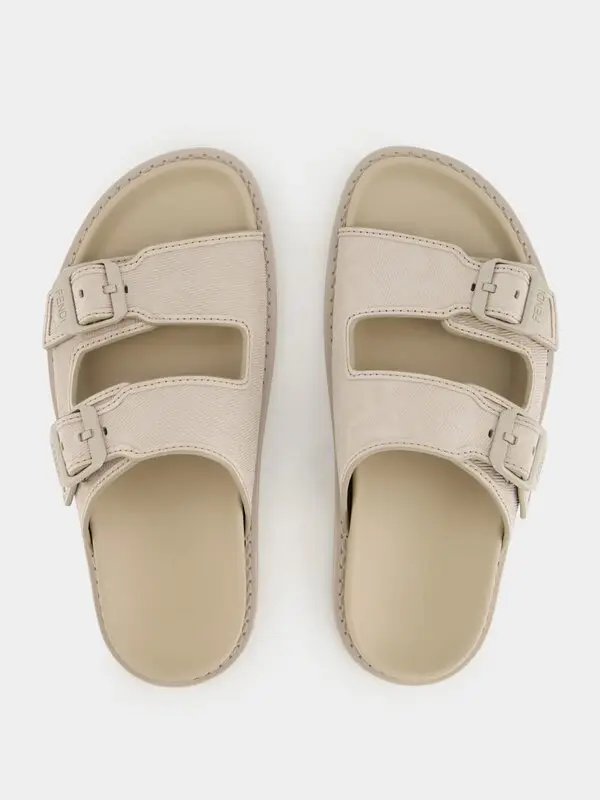 Fendi Nubuck Leather Sandals With Ff Motif