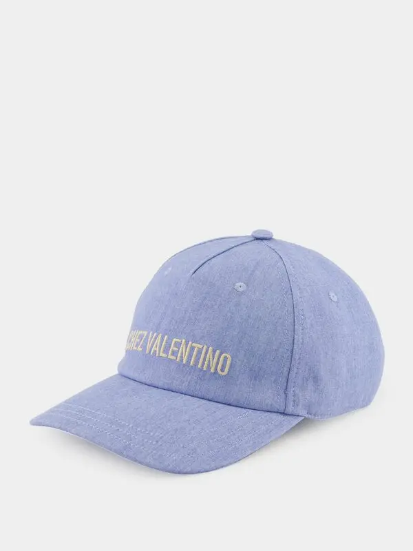 Valentino Garavani Chez Light Denim Cap - Blue
