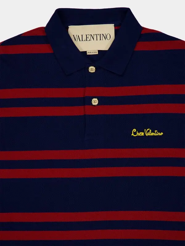 Valentino Garavani And Red Cotton Polo With Embroidery